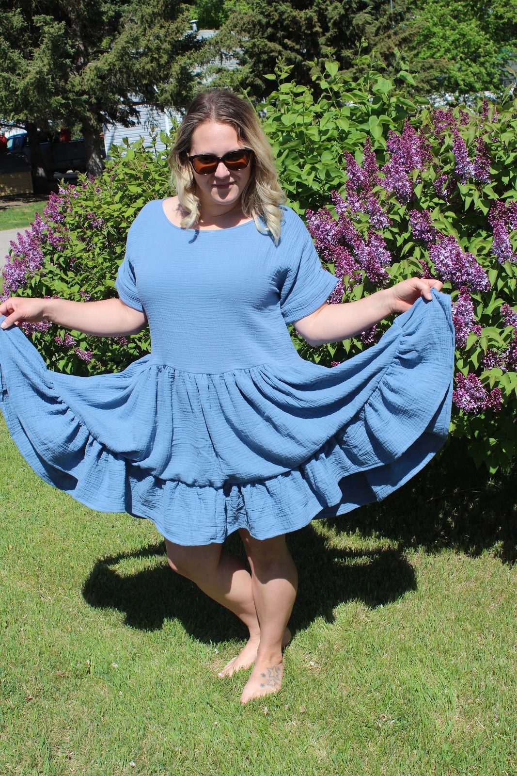 Parker Peplum Tiered Dress Hack – Upcycled – Seen and Sewn Patterns